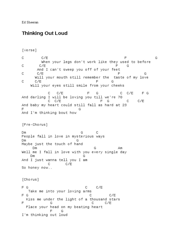 Ed Sheeran's "Thinking Out Loud" Lyrics | PDF