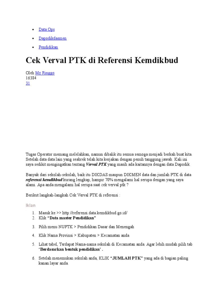 Cara Cek Verval PTK | PDF