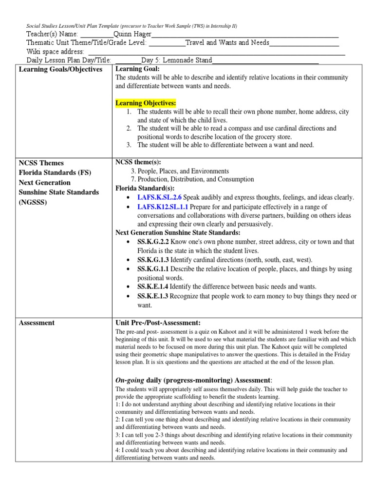 Sse Final Lesson Plan Travel Wants and Needs | PDF | Lesson Plan ...