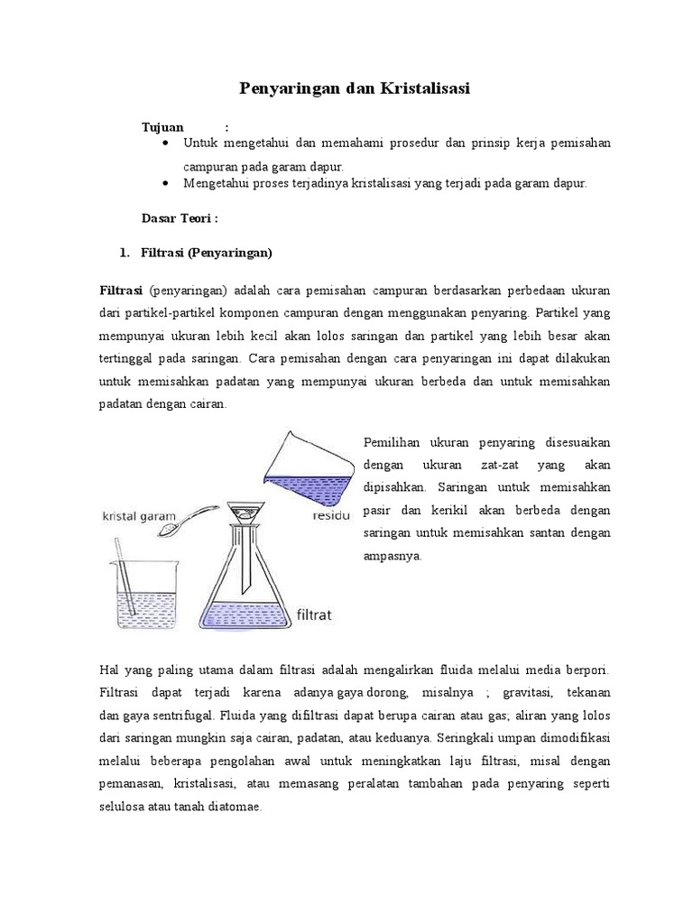 Penyaringan Dan Kristalisasi | PDF