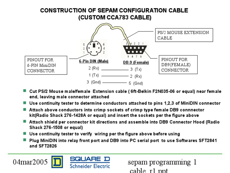 Construction Diagram of Sepam CCA783 Configuration Cable | PDF