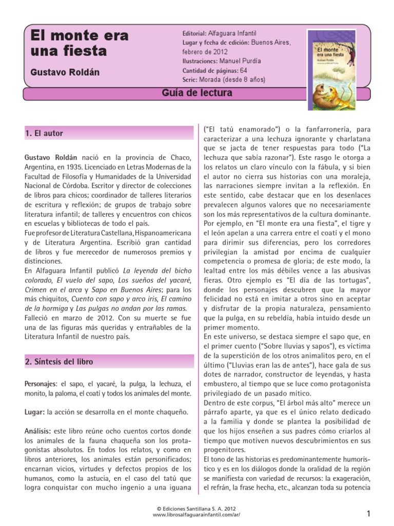 guia-actividades-monte-era-una-fiesta.pdf | Cuentos | Lectura (Proceso)
