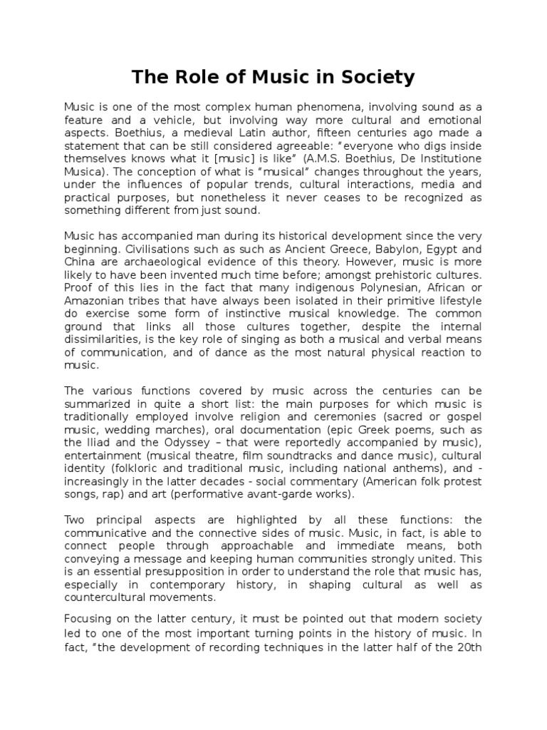 The Role of Music in Society | PDF | Folk Music | Bob Dylan