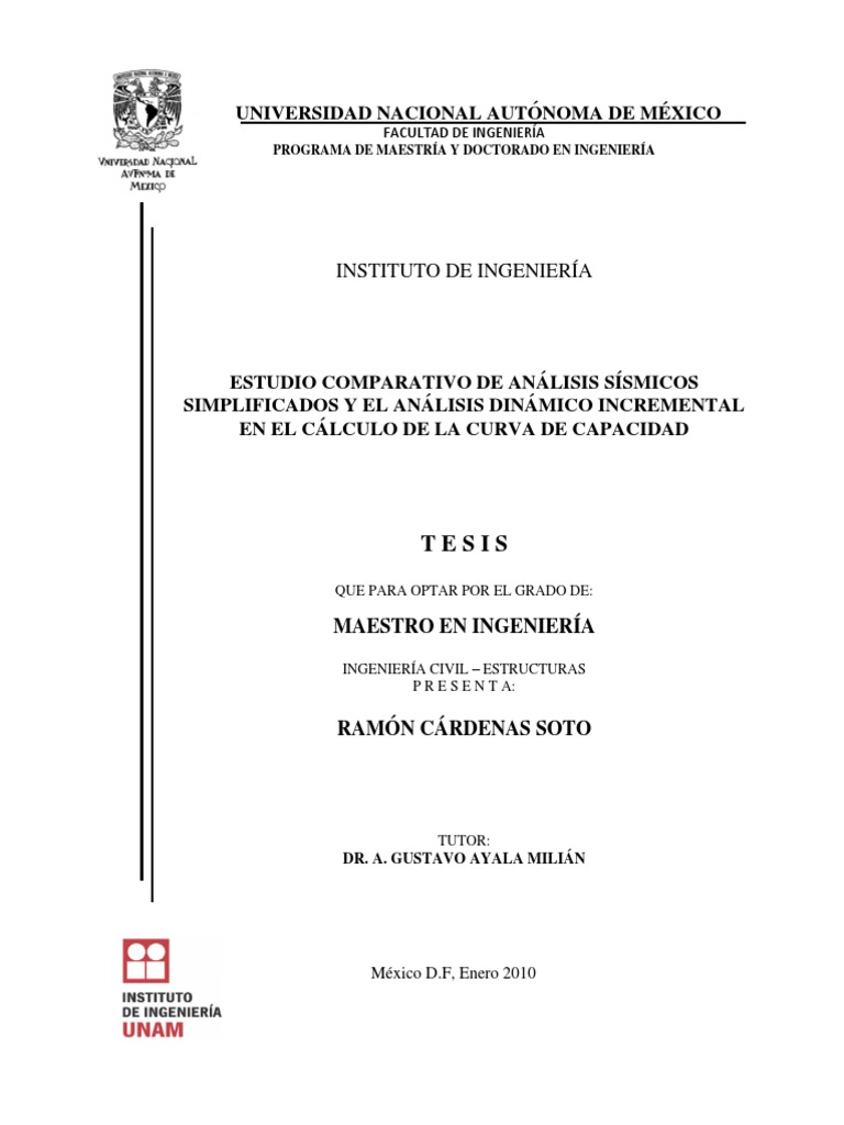 Curva de Capacidad Ida Analisis No Lineal Pushover | PDF | Elasticidad ...