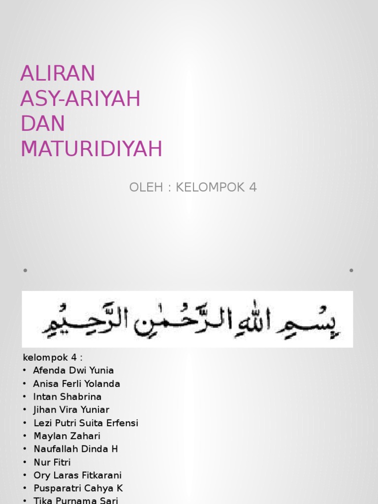 Aliran Asy Ariyah Dan Maturidiyah | PDF