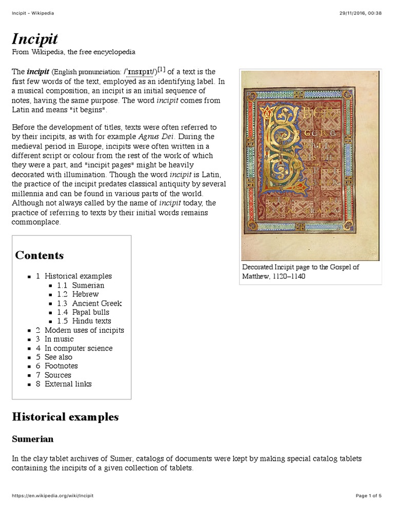 Incipit | PDF | Religious Texts | Writing