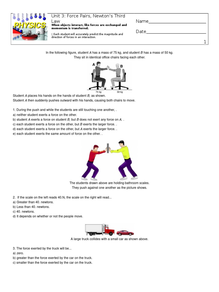 Unit 3 Newton's Third Law | PDF | Momentum | Force