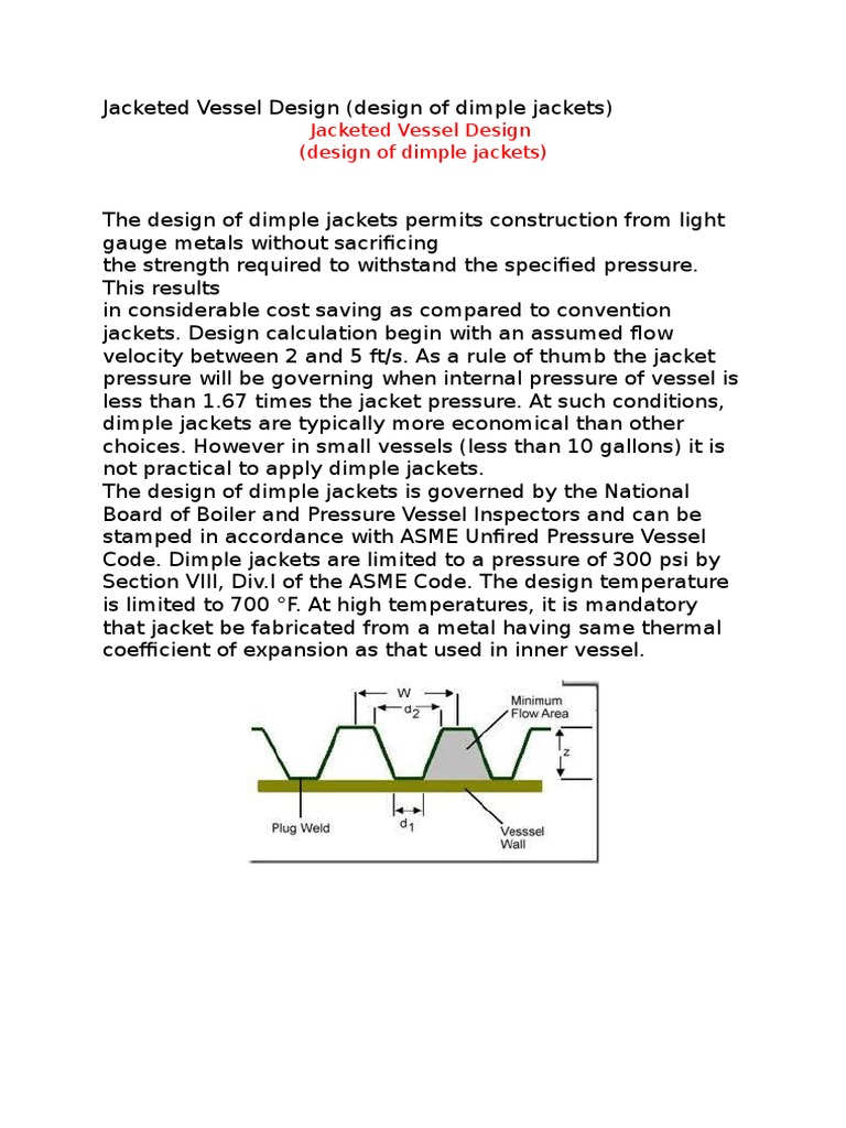 Dimple Jacketed Vessel Design Guide | PDF | Heat Transfer | Heat