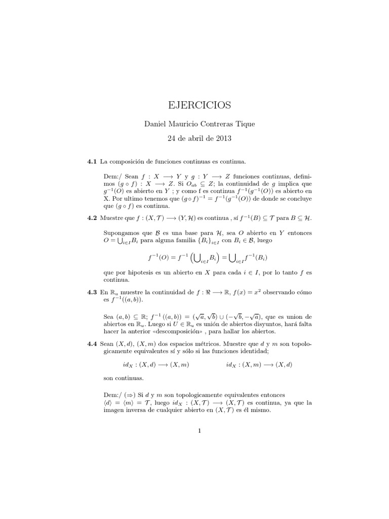 Ejercicios 04 | PDF | Función continua | Análisis