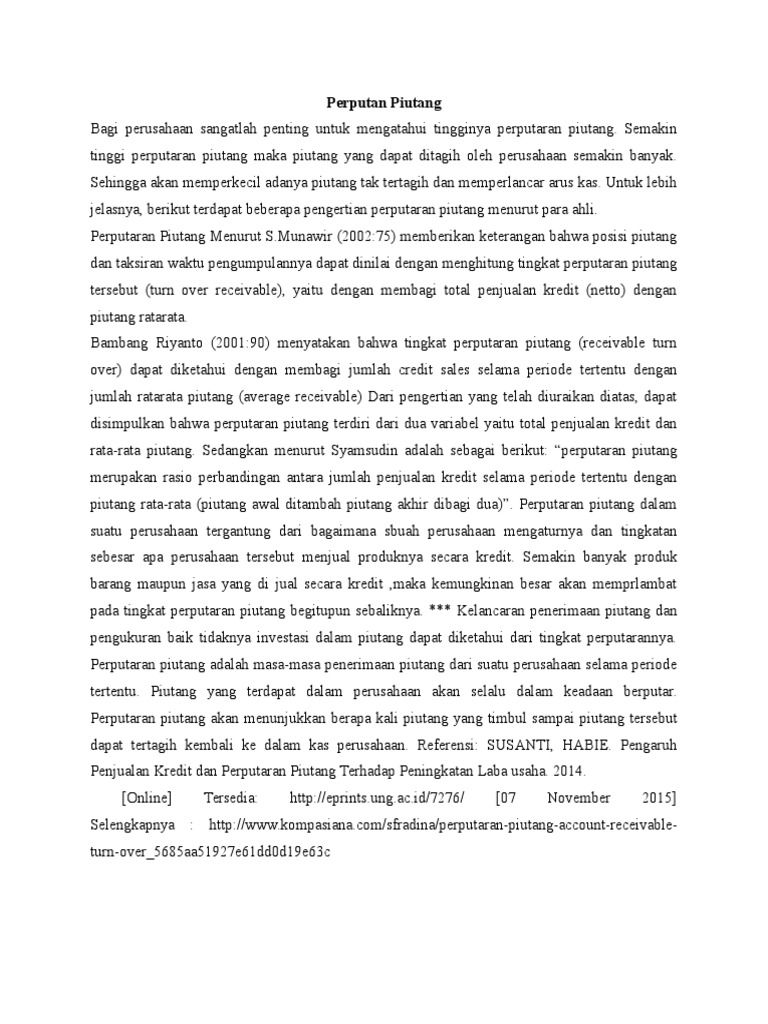 Analisis Perputaran Piutang Perusahaan | PDF | Pengelolaan Keuangan & Uang