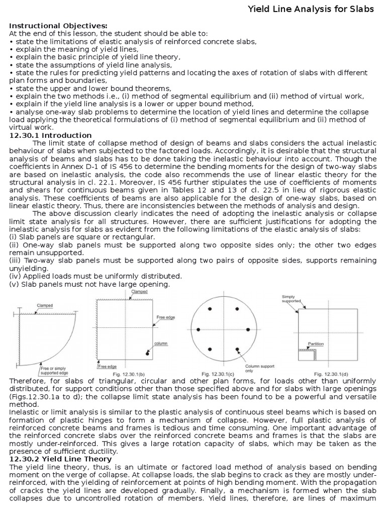 Yield Line Analysis For Slabs Pdf Bending Deformation Engineering