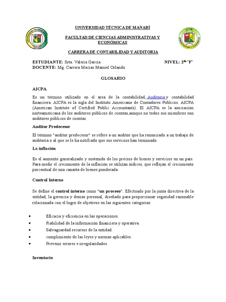 Glosario de Términos de Auditoría | PDF