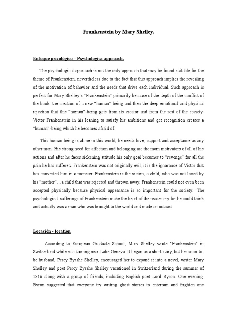 Psychological Themes in Frankenstein | PDF | Mary Shelley | Frankenstein