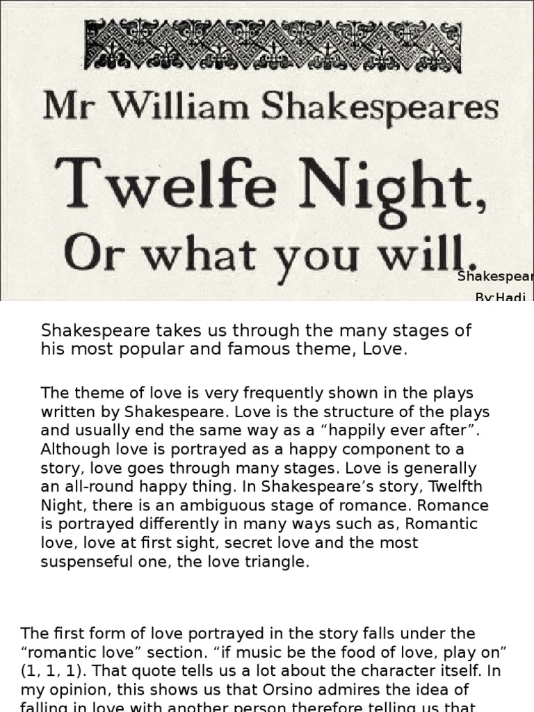 Twelfth Night Essay | PDF | Twelfth Night