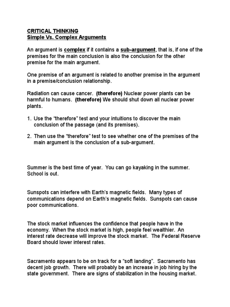 Simple Vs Complex Arguments | PDF | Finance & Money Management ...