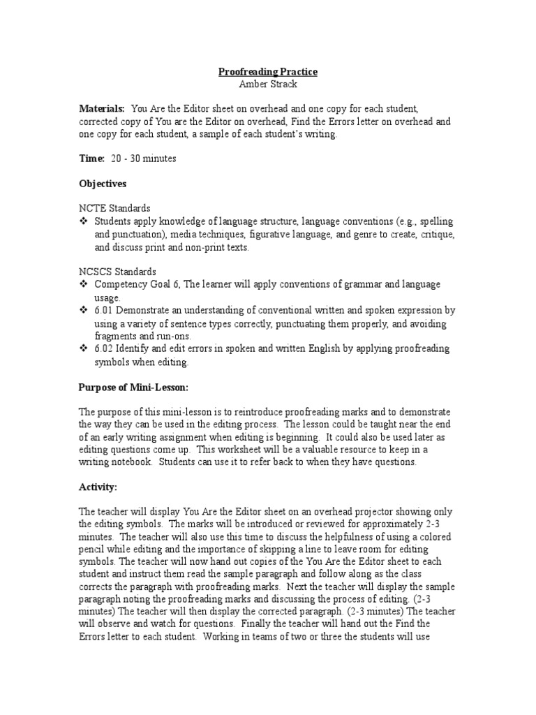 Amber Strack - Proofreading Practice | PDF | Editing | Proofreading