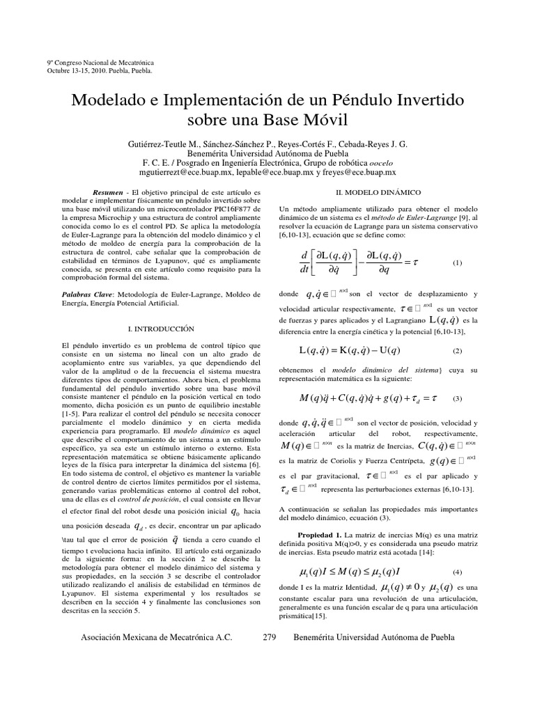 Pendulo Invertido | PDF | Péndulo | Ecuación de Euler-Lagrange