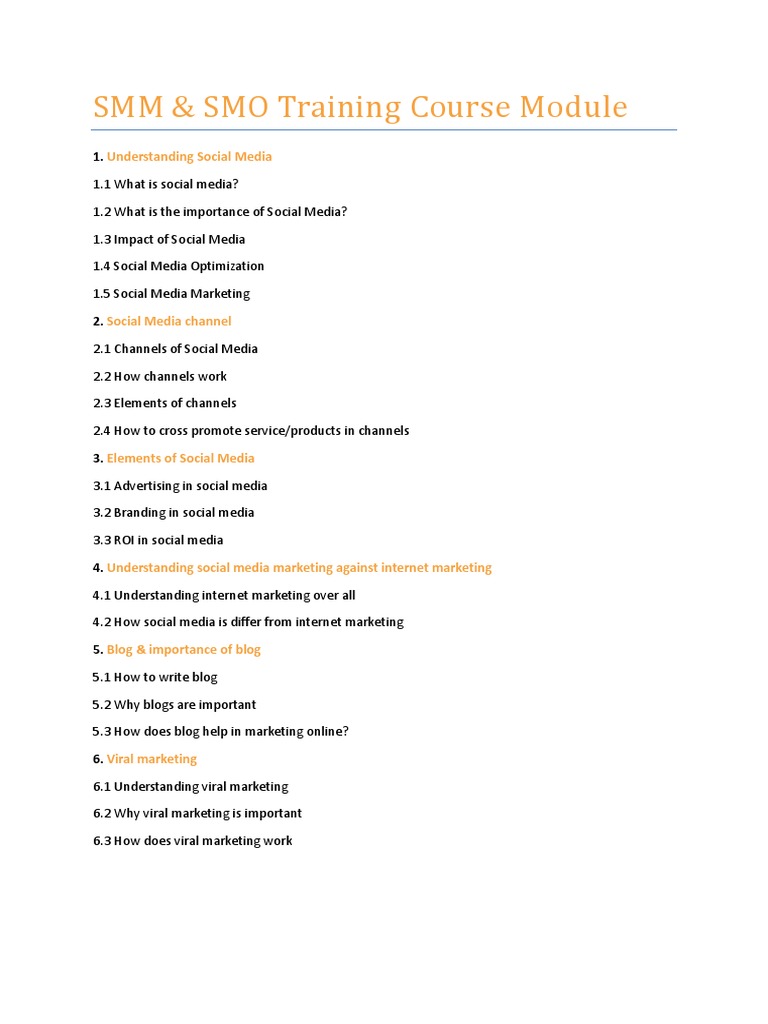 SMM SMO Training Course Module | PDF | Business