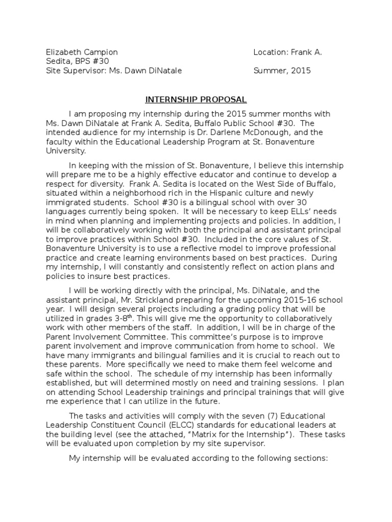 Internship Proposal Campion 400 Hour | PDF | Internship | Job Hunting