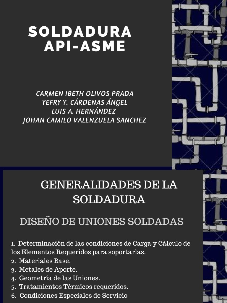 Soldadura API ASME | Soldadura | Procesos industriales