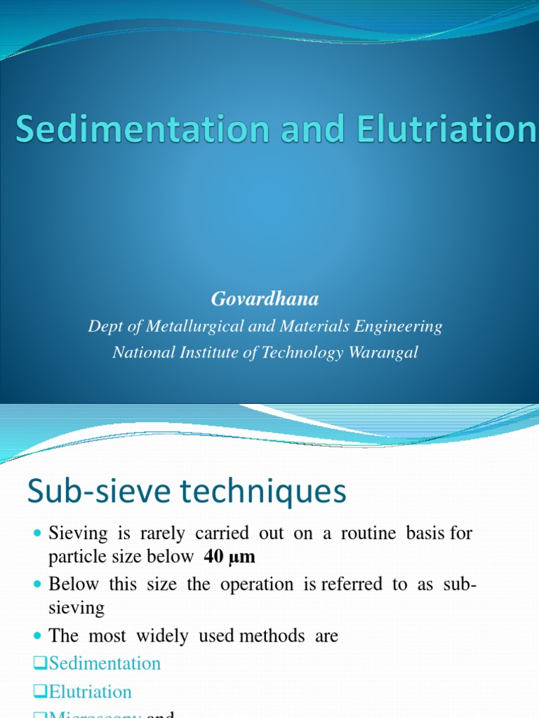 Characterizing Particle Size Distributions Below 40 μm Through Sedimentation, Elutriation, and ...