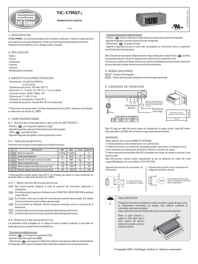 TIC-17RGTi Full Gauge | PDF | Relé | Sensor