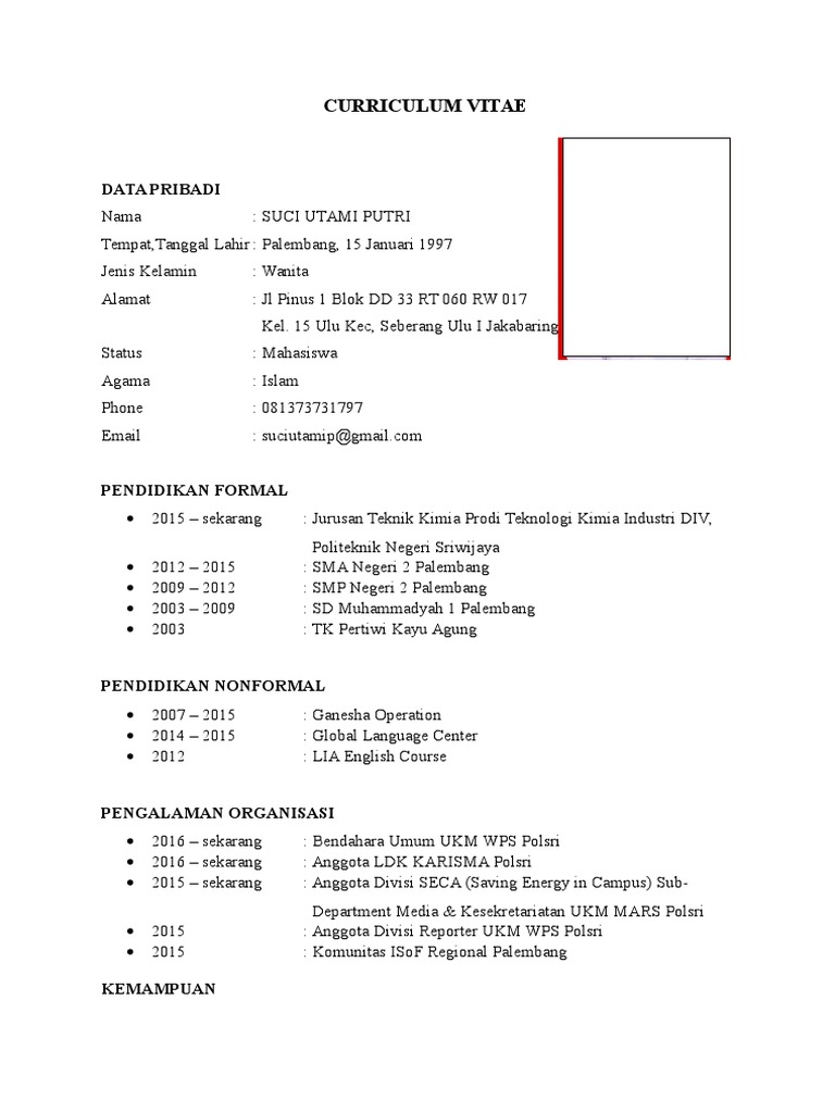 CV Suci | PDF