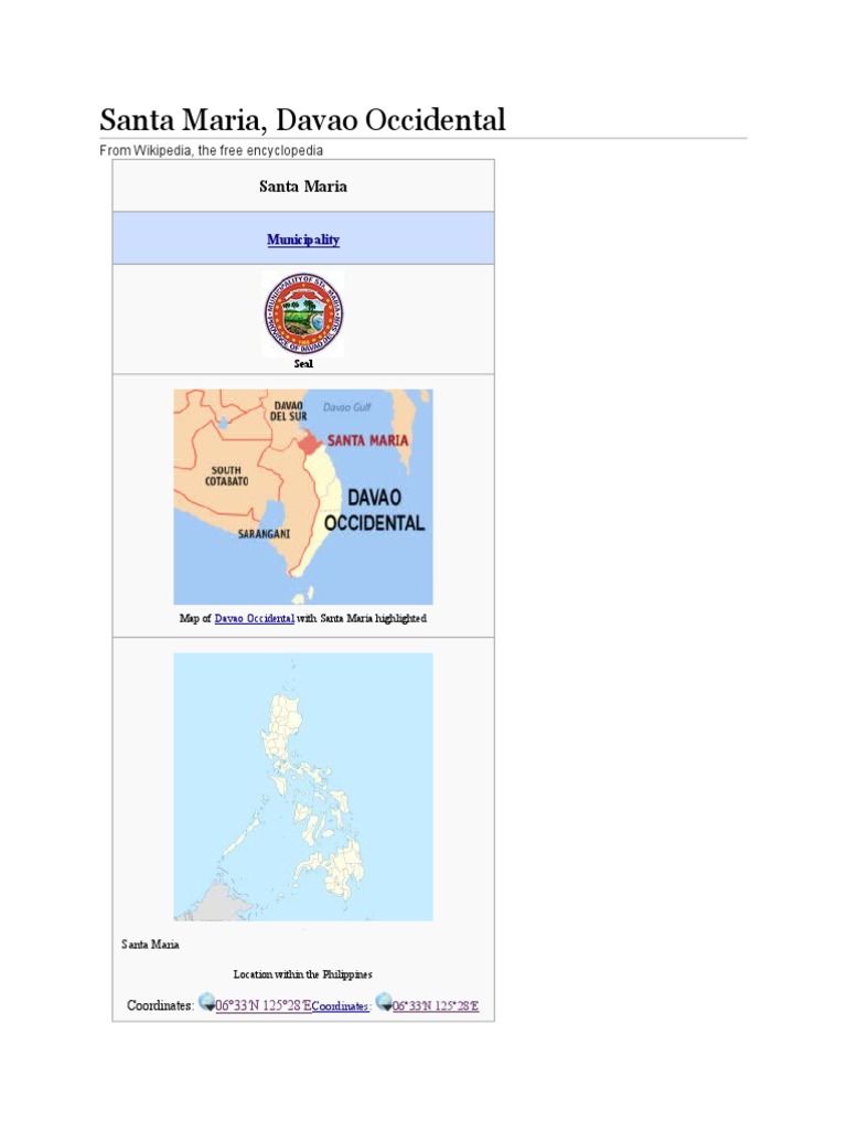 Santa Maria Davao Occidental | PDF | Agriculture
