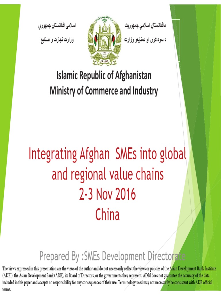 Integrating Afghan SMEs Into Global and Regional Value Chains | PDF | Afghanistan | Asian ...