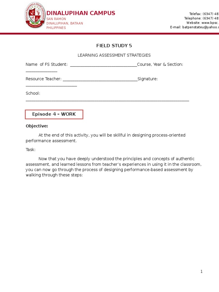 FS 5 Episode 4 | PDF | Rubric (Academic) | Learning