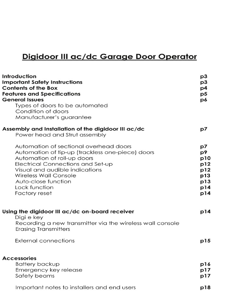 Digidoor III Manual | Door | Mains Electricity