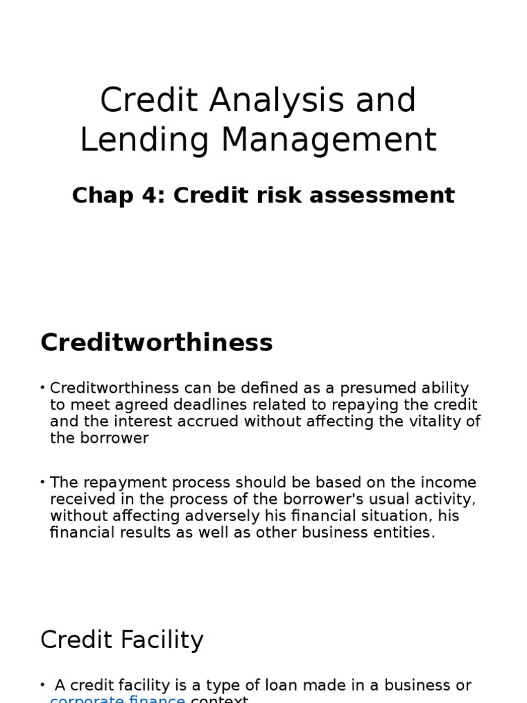 Credit Analysis and Lending Management: Chap 4: Credit Risk Assessment ...