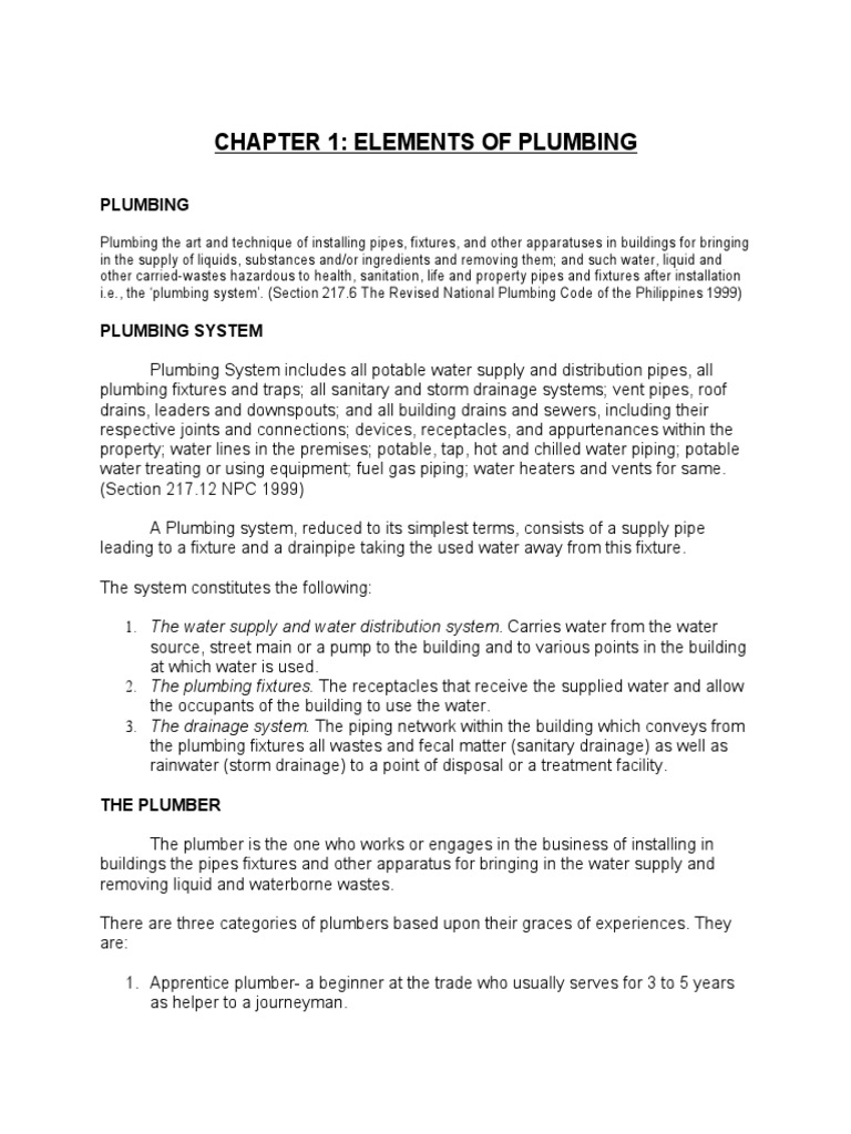 Plumbing Notes 1 PDF | PDF | Water Purification | Plumbing