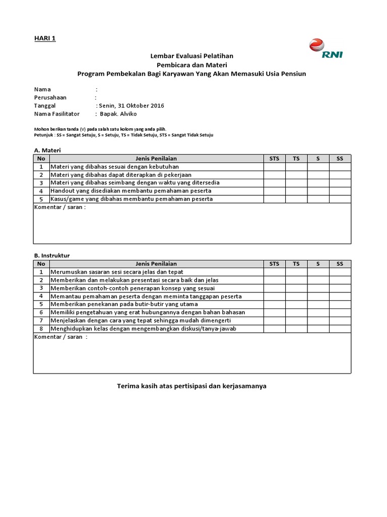 Lembar Evaluasi Pembekalan MPP 1 | PDF