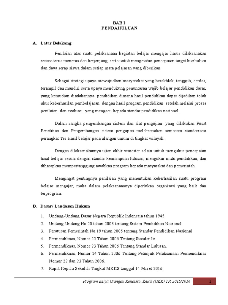 Program Kerja UKK 2016-2017 | PDF