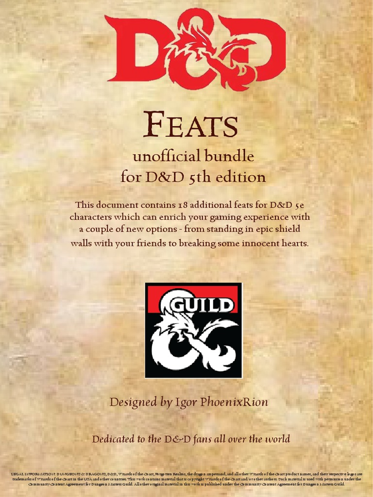 D&D5e - 18 Extra Feats (5e) | PDF | Dungeons & Dragons | Tsr (Company ...