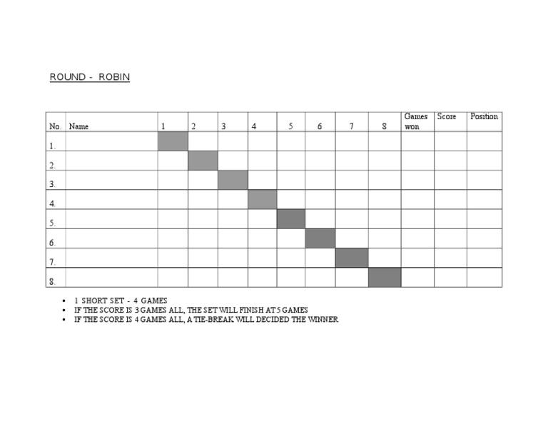 Round-Robin Table For 8 | PDF