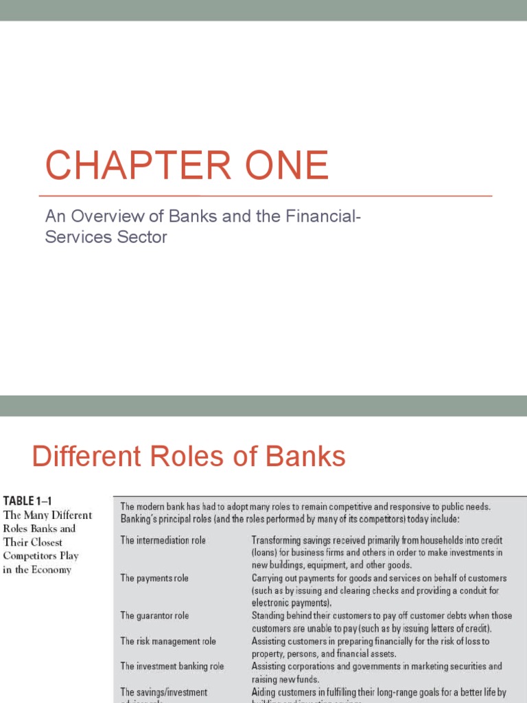 Chapter One: An Overview of Banks and The Financial-Services Sector ...