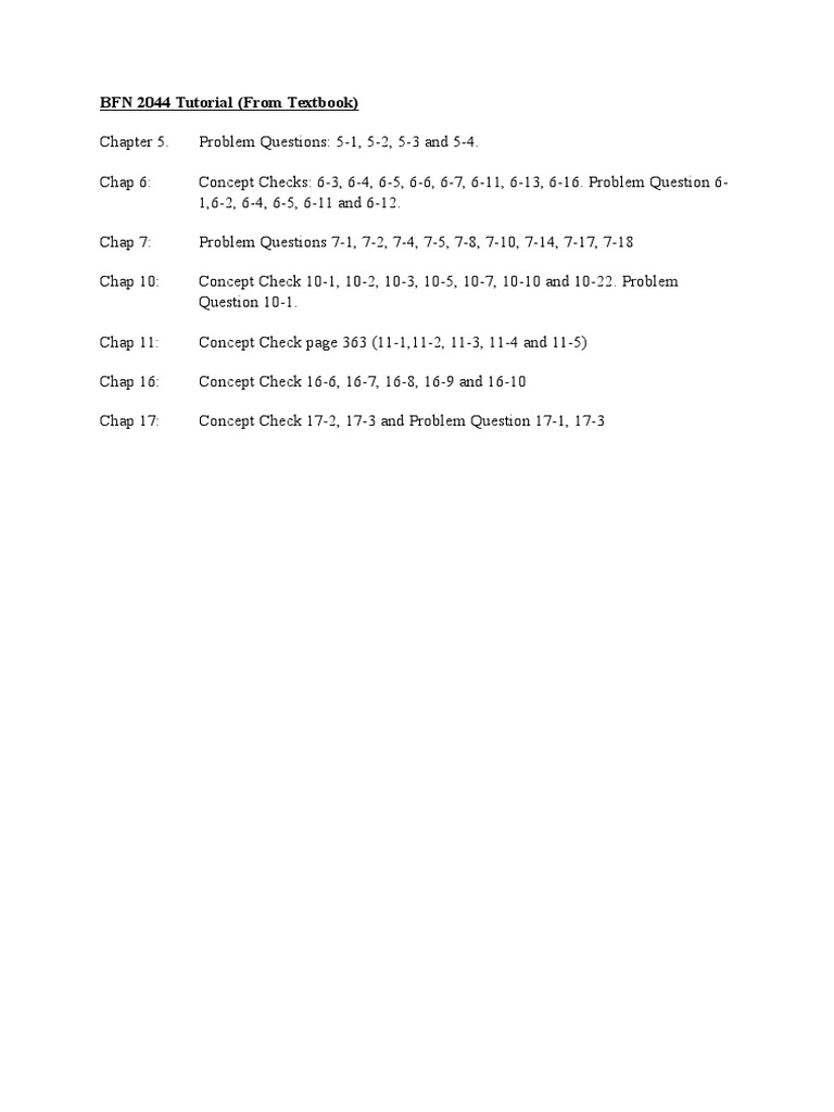BFN 2044 Tutorials Ques 2016 | PDF