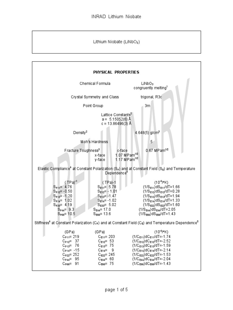 Inrad Datasheet LNB | PDF | Nonlinear Optics | Electromagnetic Radiation