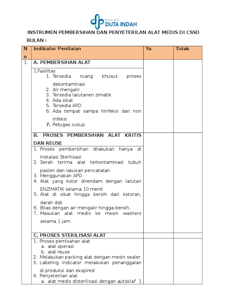 Instrumen Pembersihan Dan Penyeterilan Alat Medis Di CSSD | PDF