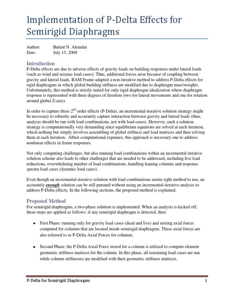 Implementation of P-Delta Effects For Semirigid Diaphragms | PDF
