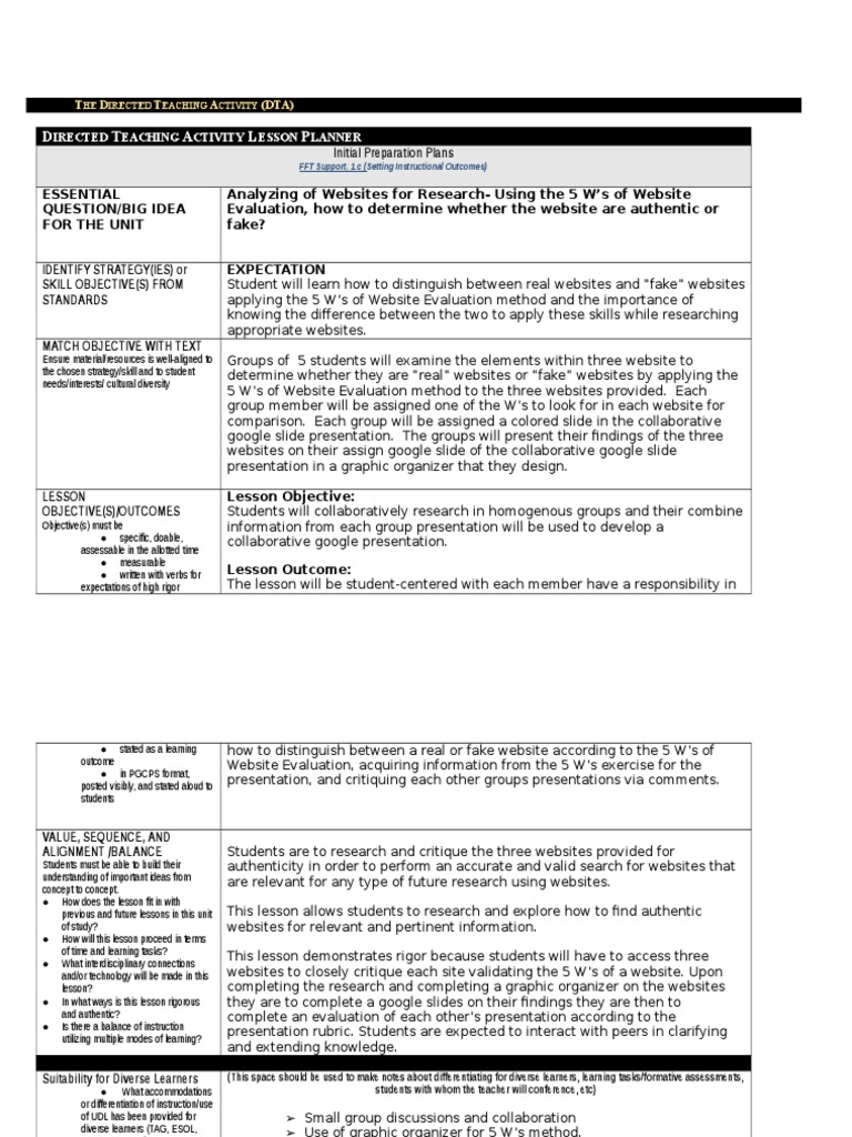 Critical Literacy Lesson Plan | PDF | Strategic Management ...