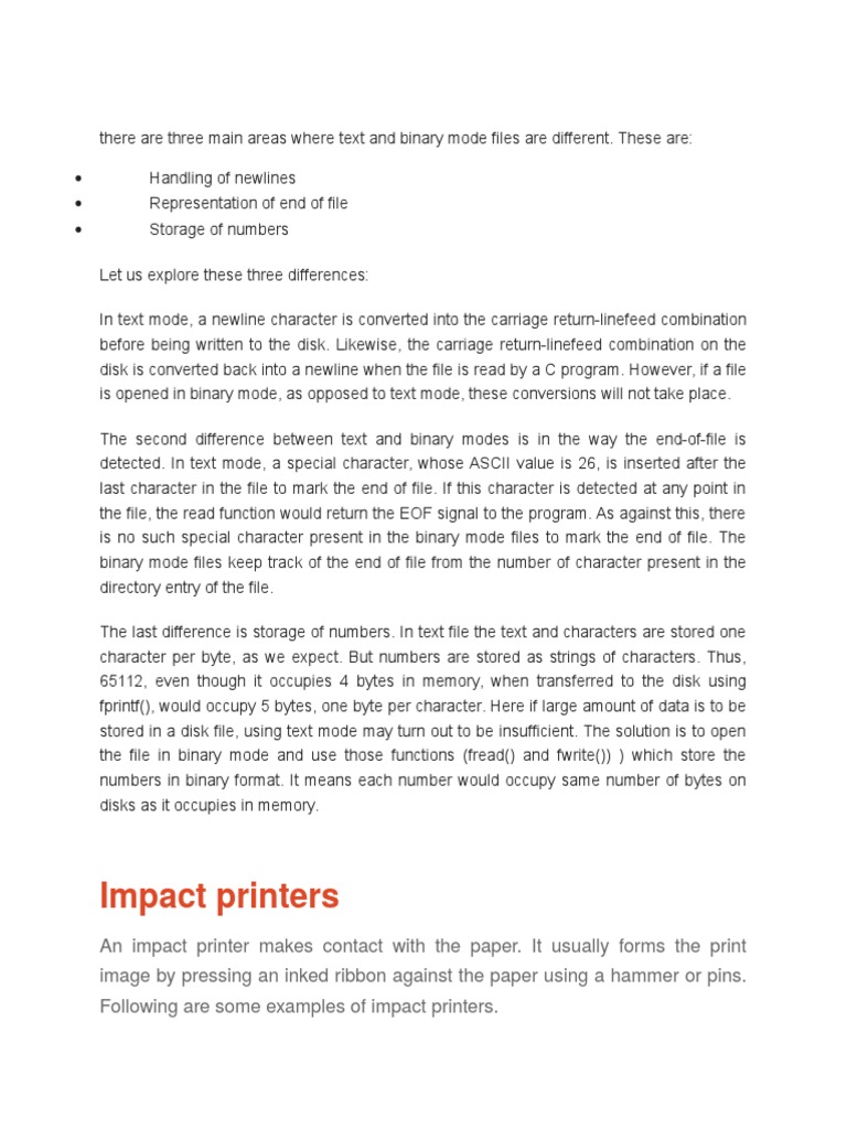Impact Printers | PDF | Printer (Computing) | Computer File