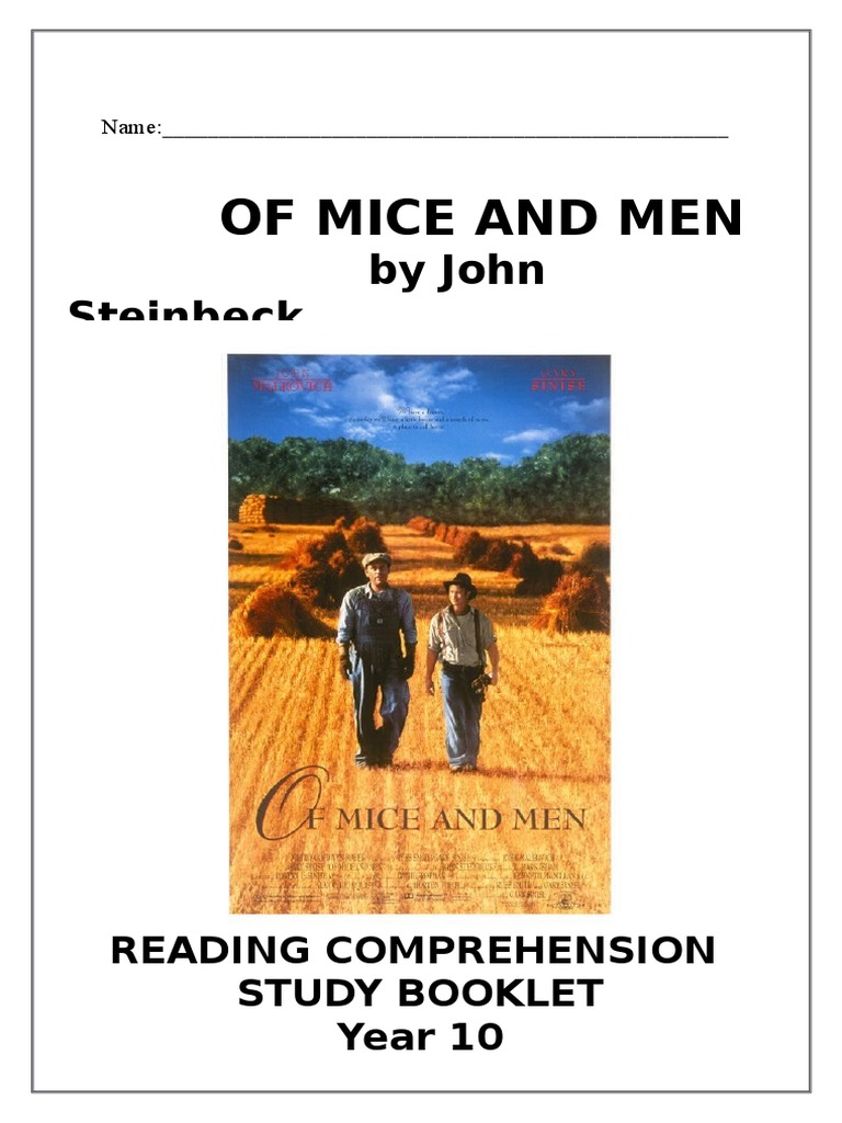 Of Mice and Men Reading Comprhension Booklet 2016 | Download Free PDF ...