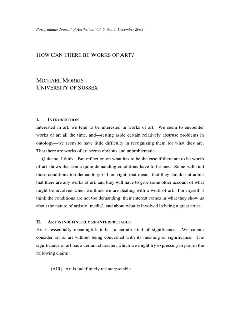 How Can There Be Works of Art - M. Morris (2008) | PDF | Chaos Theory ...