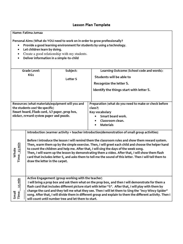 lesson plan letter s | Lesson Plan | Pedagogy