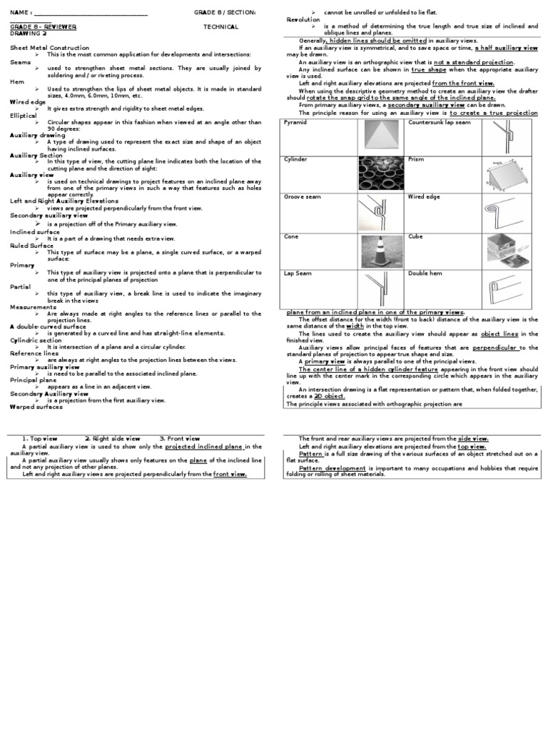 Grade 8 Reviewer 1 | PDF | Space | Geometry