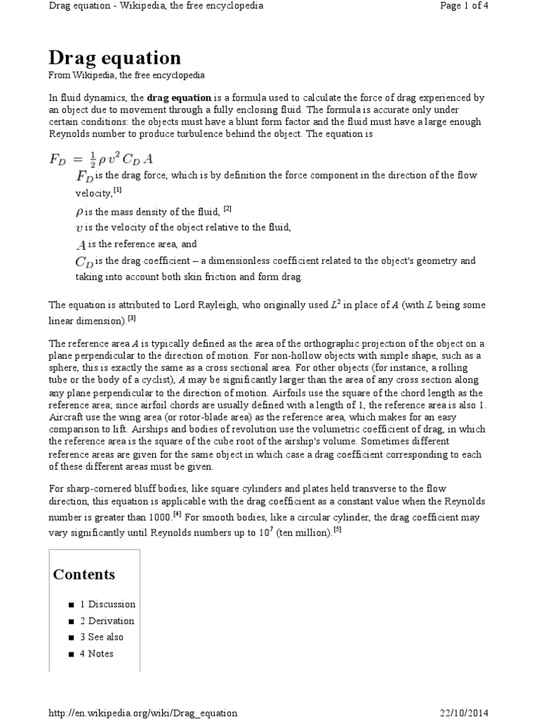 Drag Equation | PDF | Drag (Physics) | Physical Quantities