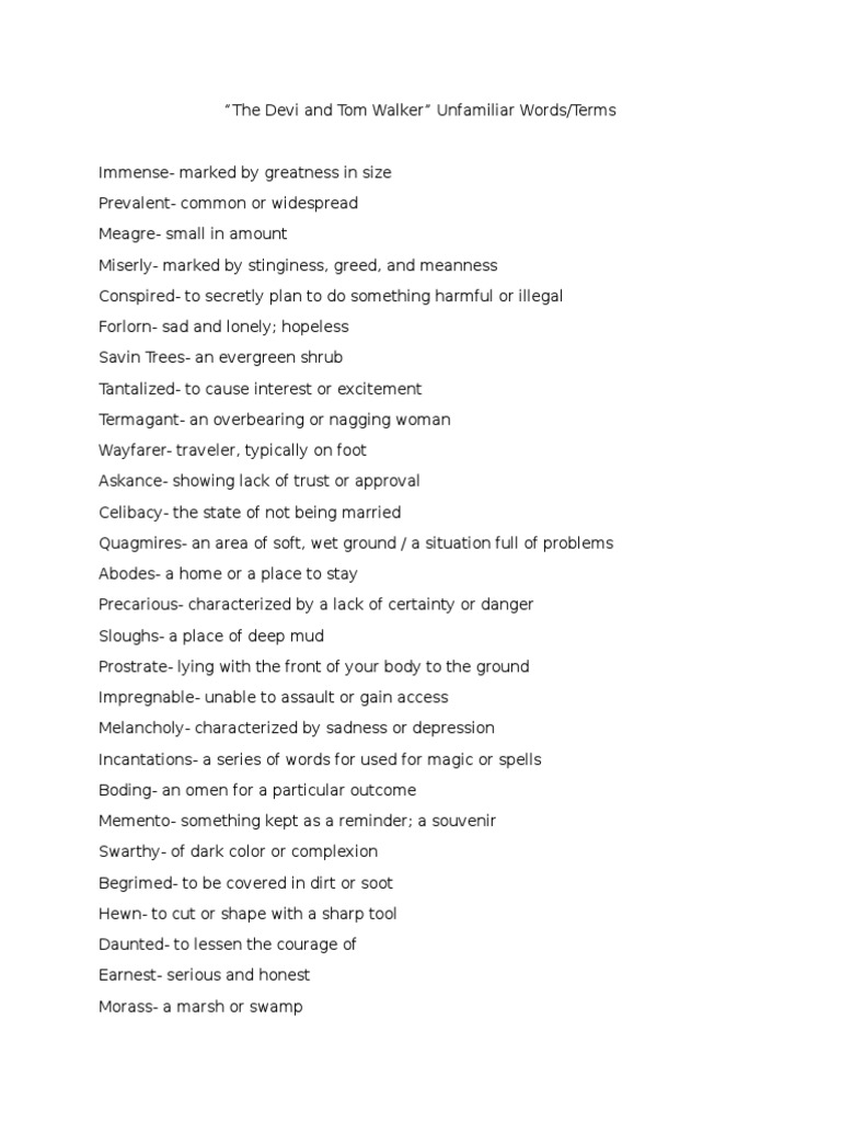 Unfamiliar Words Terms | PDF